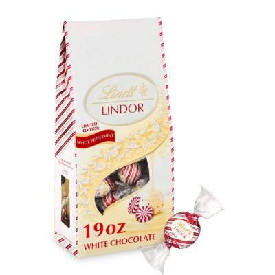 Lindt Lindor Holiday White Chocolate Peppermint Truffles, 19 oz. - Sam ...