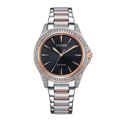 Click here for Citizen Eco-Drive Ladies 34mm Crystal Two-Tone Sta... prices