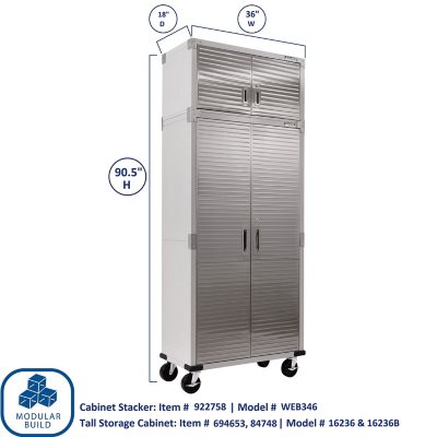 Seville Classics UltraHD 2 Piece Rolling Steel Garage Storage Cabinet With Stacker Set 36 W x 18 D x 90.5 H Sam s Club