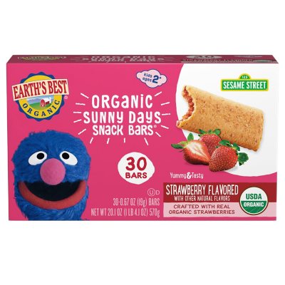 Earth's Best Sunny Day Bars, Strawberry, 30 ct. - Sam's Club