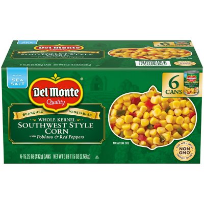 Del Monte Southwest Whole Kernel Corn with Peppers 15.25 oz., 6 pk ...