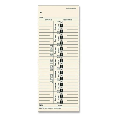 Click here for Tops Regular/Overtime Weekly Time Cards prices