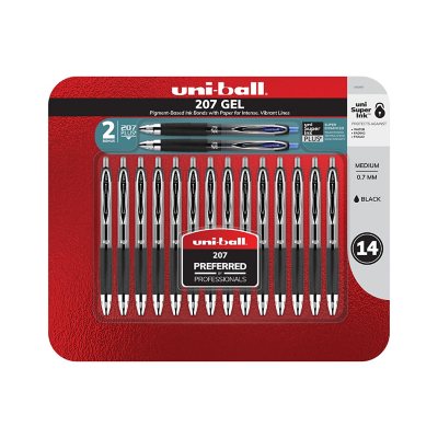 Uni-ball 207 Gel Pens, Black Ink, Retractable, 14 Count - Sam's Club