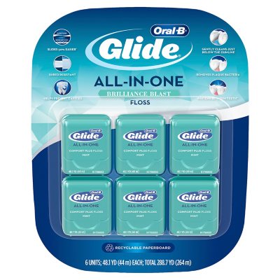 Oral-B Glide All-in-One Dental Floss Brilliance Blast 44 m (Pack of 6 ...