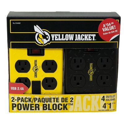 Southwire Yellow Jacket 4 Outlet Power Block + 2 USB Ports (2 pk ...
