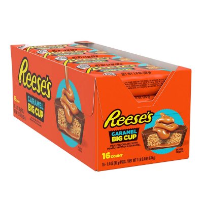 Reeses Big Cup Milk Chocolate Peanut Butter And Caramel Cups Candy 14 Oz 16 Ct Sams Club