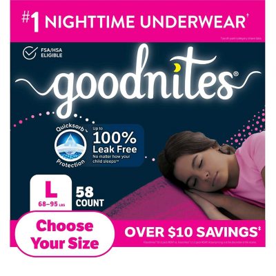 Click here for GoodNites Bedtime Underwear for Girls  L -58 ct. (... prices