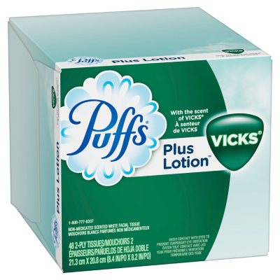 Puffs Plus Lotion with the Scent of Vicks Facial Tissues (48 Sheets ...