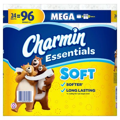 Charmin Essentials Soft Toilet Paper (24 mega rolls, 352 sheets/roll ...