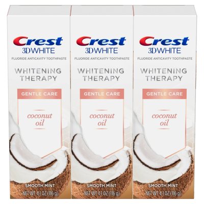 Crest 3D White Whitening Therapy Gentle Care Coconut Oil Fluoride ...