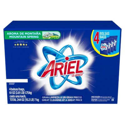 Ariel Clasico Powder Laundry Detergent, Mountain Spring (128 loads, 4 ...