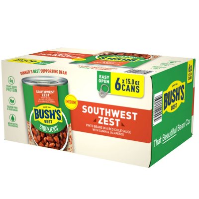 Bush's Sidekicks Southwest Zest Pinto Beans (15 oz., 6 pk.) - Sam's Club