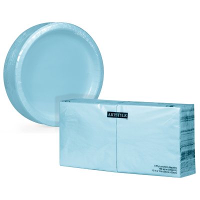 Click here for Artstyle Pastel Blue Paper Plate and Napkin Kit -... prices