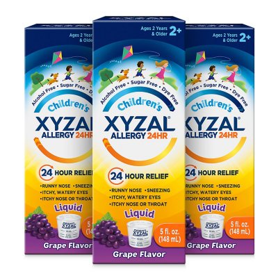 Xyzal Childrens Allergy 24HR Oral Solution, Grape (3 pk., 5 fl. oz./pk ...