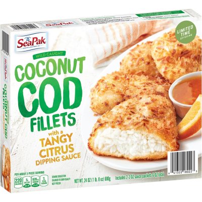 SeaPak Coconut Cod Fillets With Tangy Citrus Dipping Sauce, Frozen (24 ...