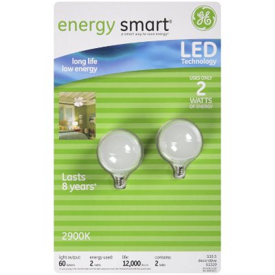 GE energy smart® LED 2 Watt Small White Globe Bulbs - 2 pk. - Sam's Club
