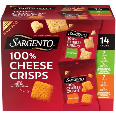 Sargento 100% Cheese Crisps Variety Pack, Parmesan and Cheddar (14 pk ...