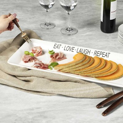 "Eat Love Laugh Repeat" White Rectangular Platter, 21" - Sam's Club