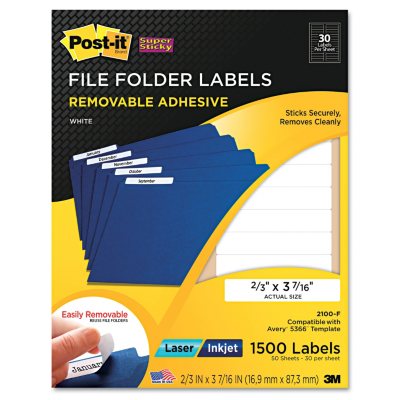Post-it® Super Sticky Removable File Folder Labels - Sam's Club