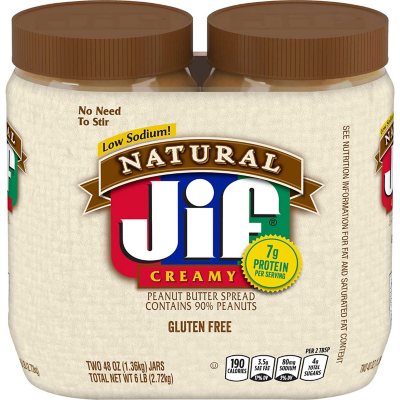 Jif Natural Creamy Peanut Butter (48 oz., 2 pk) - Sam's Club