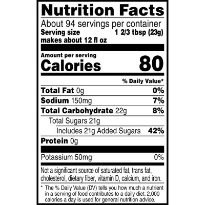 Gatorade Nutritional Panel