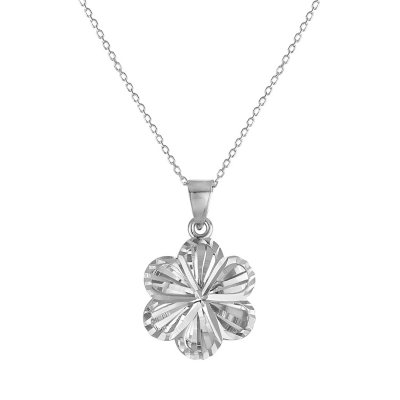 Click here for Diamond Cut Flower Necklace:- White Gold - Online... prices