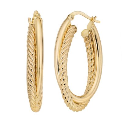 Click here for Double Oval Braided Hoop Earrings in 14K Gold:- Go... prices