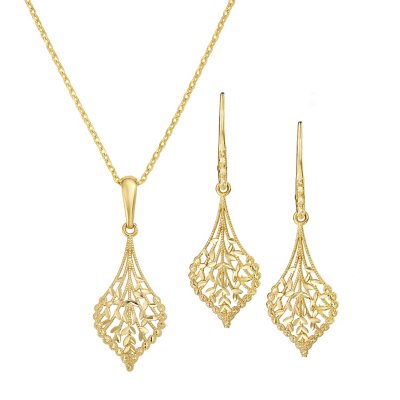 Click here for Yellow Gold Tear Drop Lever Earring and Pendant in... prices