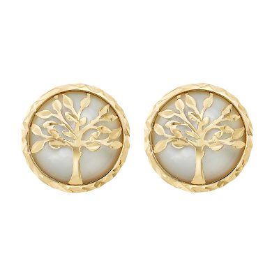 Click here for Mother of Pearl Tree of Life Earring in 14 Karat Y... prices