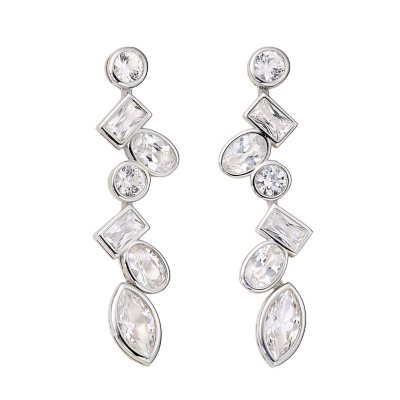 Click here for Gemstone Bezel Dangle Earring- Lab White Sapphire:... prices