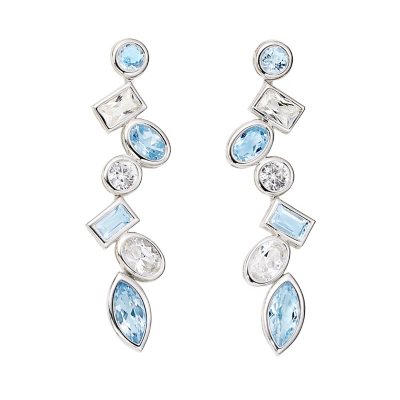 Click here for Gemstone Bezel Dangle Earring- Blue Topaz/White La... prices
