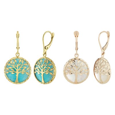 Click here for Amazonite Tree of Life Design Lever Earrings in 14... prices