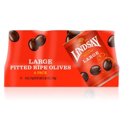 Click here for Lindsay Large Pitted Olives  6 oz.  6 pk. prices