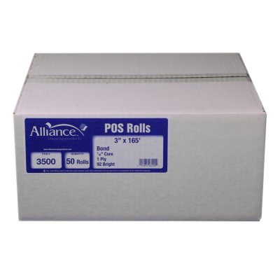 Click here for Alliance Bond Paper Receipt Rolls  3x165  50 Rolls prices