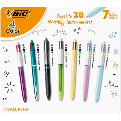 BIC 4-Color Retractable Ball Point Pens, 7-Count, Assorted Colors - Sam ...