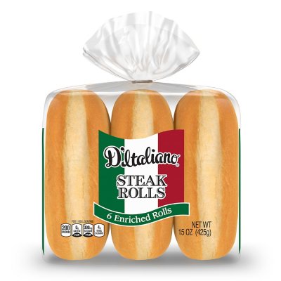 D'Italiano Enriched Steak Rolls 15 oz., 6 ct. - Sam's Club
