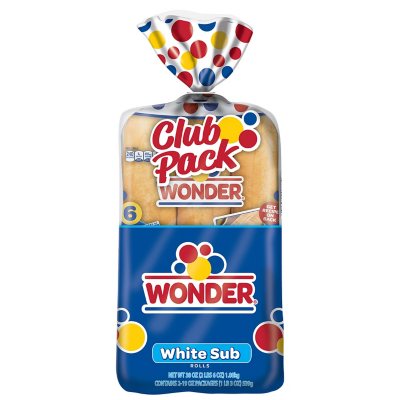 Wonder Bread White Sub Rolls, White Bread Sandwich Rolls (12 ct.) - Sam ...