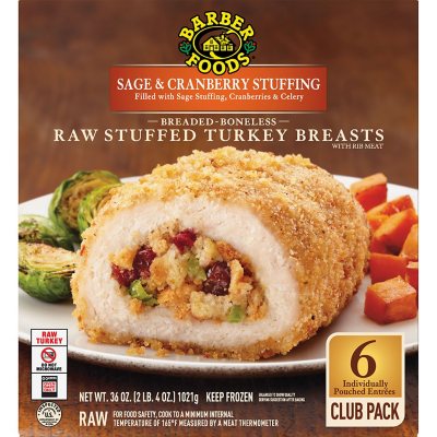 Barber Foods Sage and Cranberry Stuffed Turkey Breasts, Frozen (6 ct ...