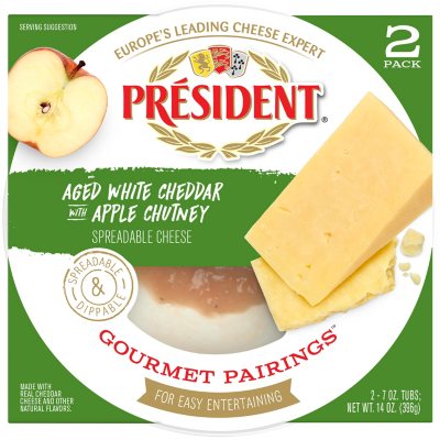 President Aged White Cheddar with Apple Chutney Spreadable Cheese (2 pk ...