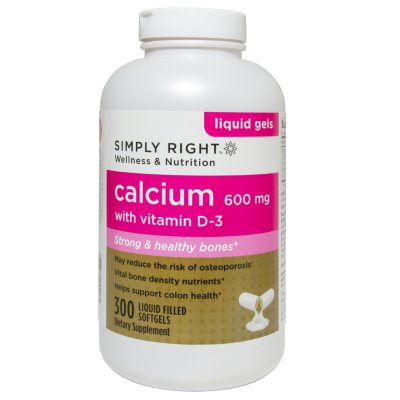 Simply Right Calcium & Vitamin D-3 Liquid Filled Softgels (600mg, 300 ...