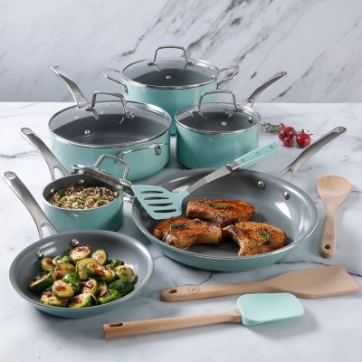 Martha Stewart 14-Piece Gray Ceramic Interior Cookware Set (Assorted ...