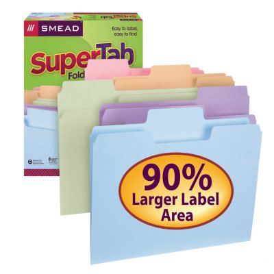 Smead 1/3 SuperTab File Folders, Assorted Colors (Letter, 50 ct.) - Sam ...