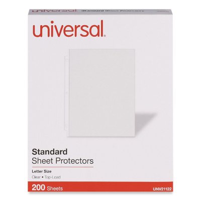Universal® Standard Sheet Protector, Standard, 8-1/2" x 11, Clear, 200 ...