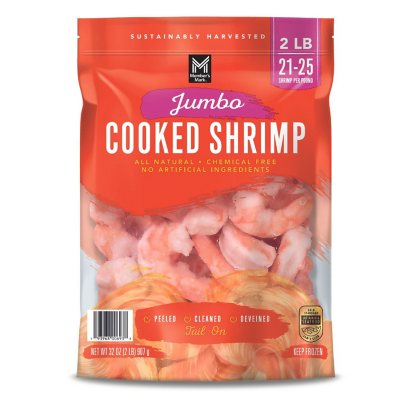 Members Mark Farm Raised Jumbo Cooked Shrimp Frozen 21 25 Ct Per