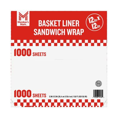 Member's Mark Red Checkered Basket Liner Sheets 12" X 12", 1,000 ct ...