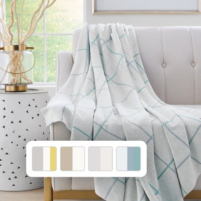 Click here for Members Mark Recycled Knit Throw  60 x 70- Blue Ch... prices