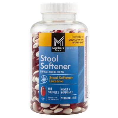 Member's Mark Stool Softener Softgels, 100 mg Docusate Sodium, 600 ct ...