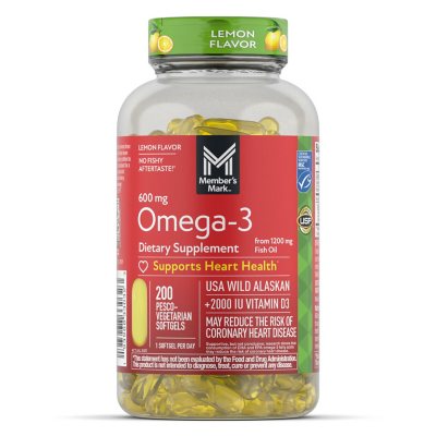 Member's Mark 600mg Omega-3 from Fish Oil with 50 mcg Vitamin D3 ...