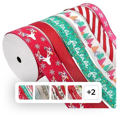 Member's Mark Premium Wired Holiday Ribbon, 6 pk., Assorted Colors ...