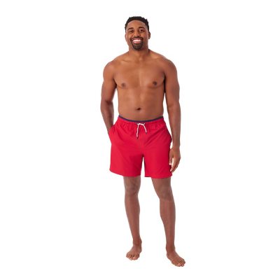 Click here for Members Mark Mens Resort Swim Trunk Solid Red L:-... prices